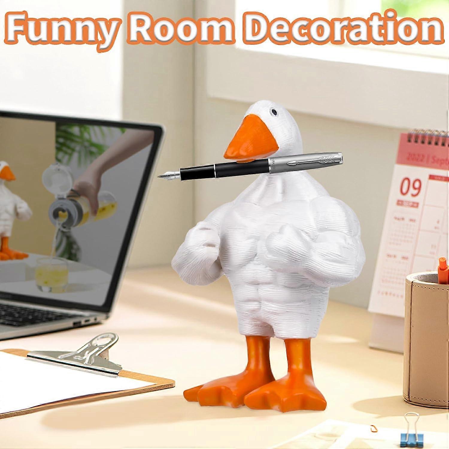 Pipihome Magnetic Goose Duck Key Holder Muscular Duck Statue Ornament ...