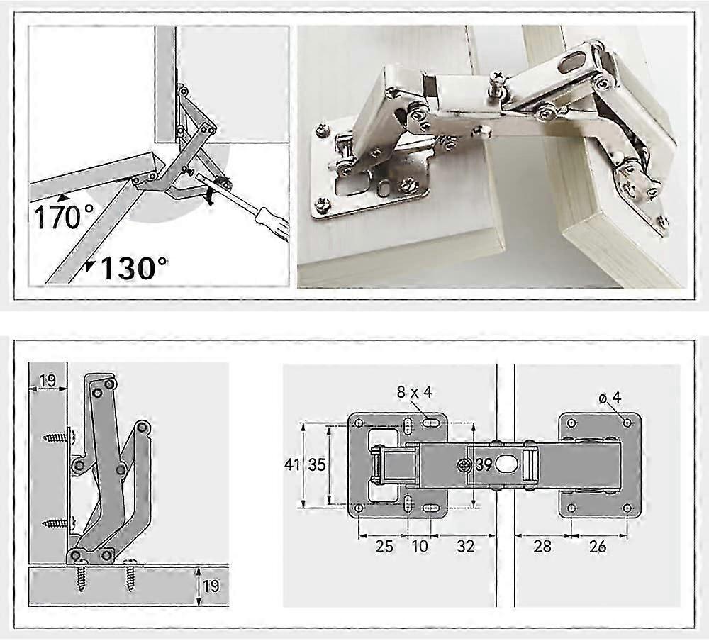2 Pack 170 Degree Kitchen Cabinet Door Hinges + 16 Screws - Wide Angle ...