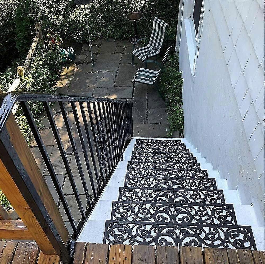 2025 New 4-Pack Rubber Stair Mats, Non-Slip Stair Tread Mat, Rubber ...