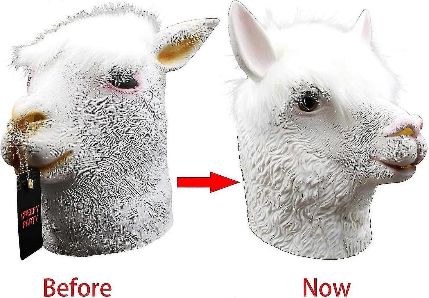 Alpaca Llama Animal Head Latex Mask for Halloween Costume Party | Fruugo UK