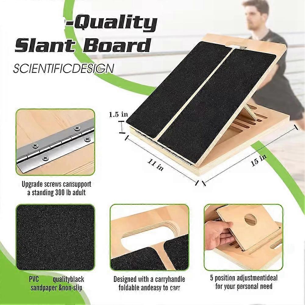 Adjustable Wooden Incline Board Calf Ankle Stretcher for Home Gym Yoga ...