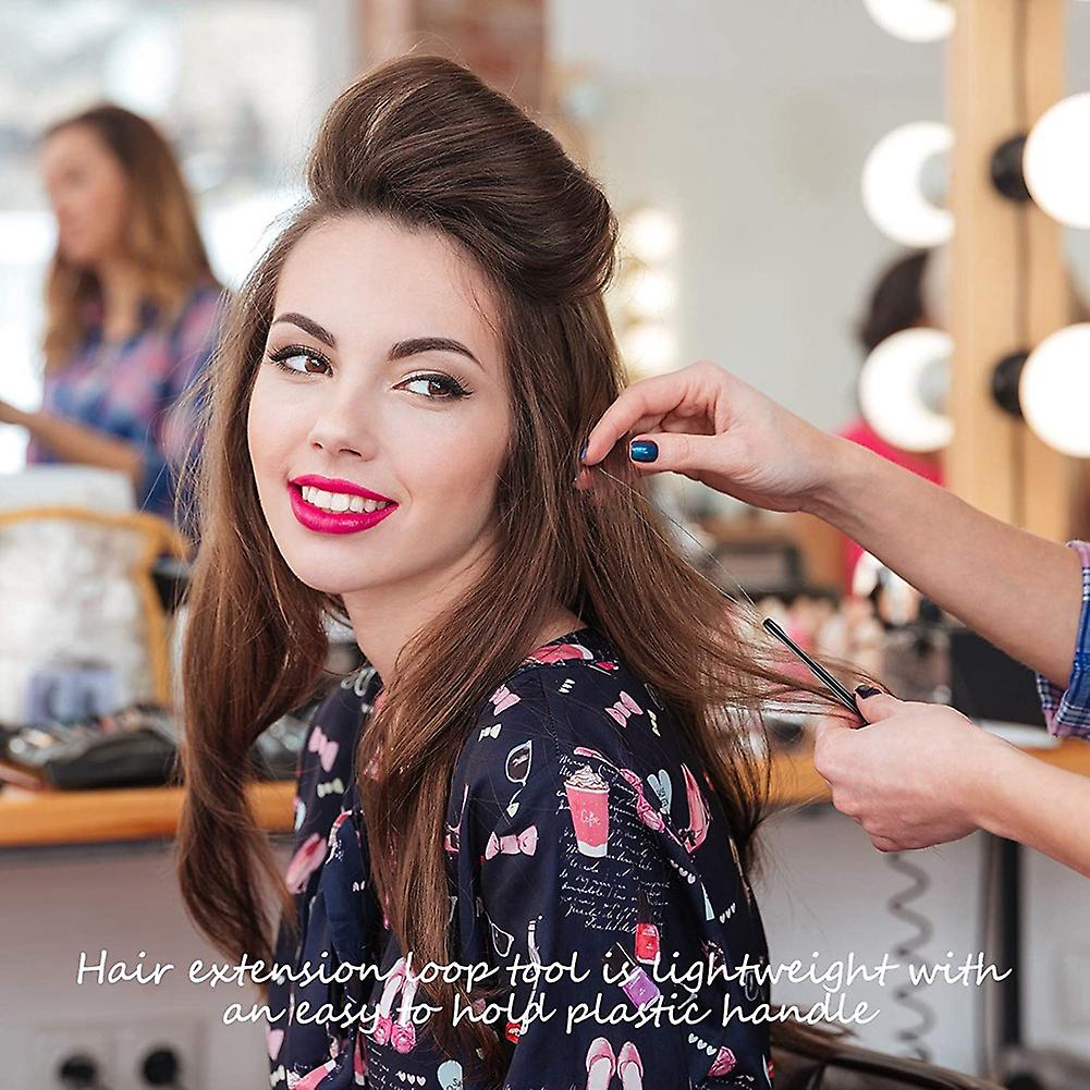 10pcs Hair Extension Loop Threader Tool And Bead Tool Black Loop ...