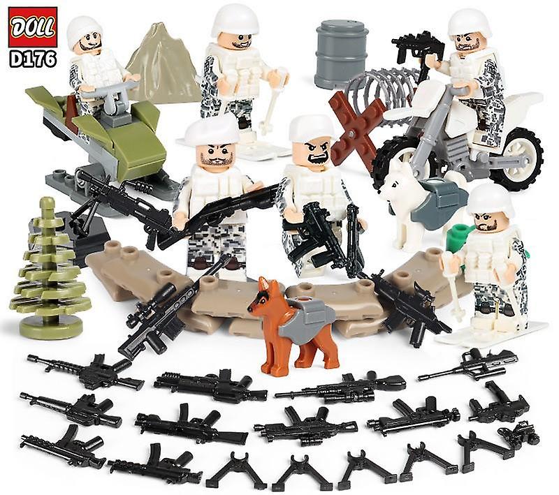 Set Of 6 Pcs Mini Figures Snow Assault Team Military Themed Minifigures ...