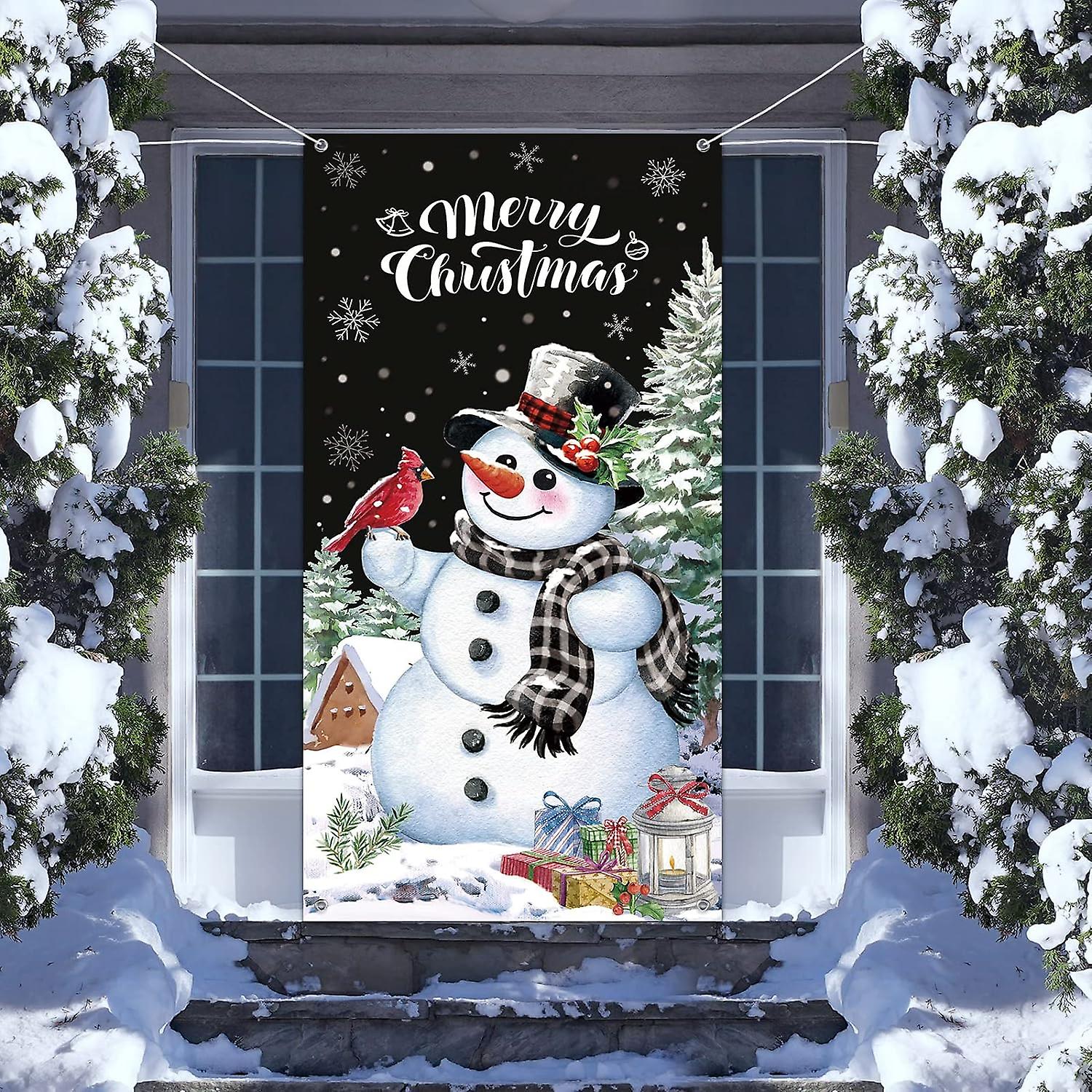 Christmas Snowman Door Cover Merry Christmas Door Decorations Winter ...