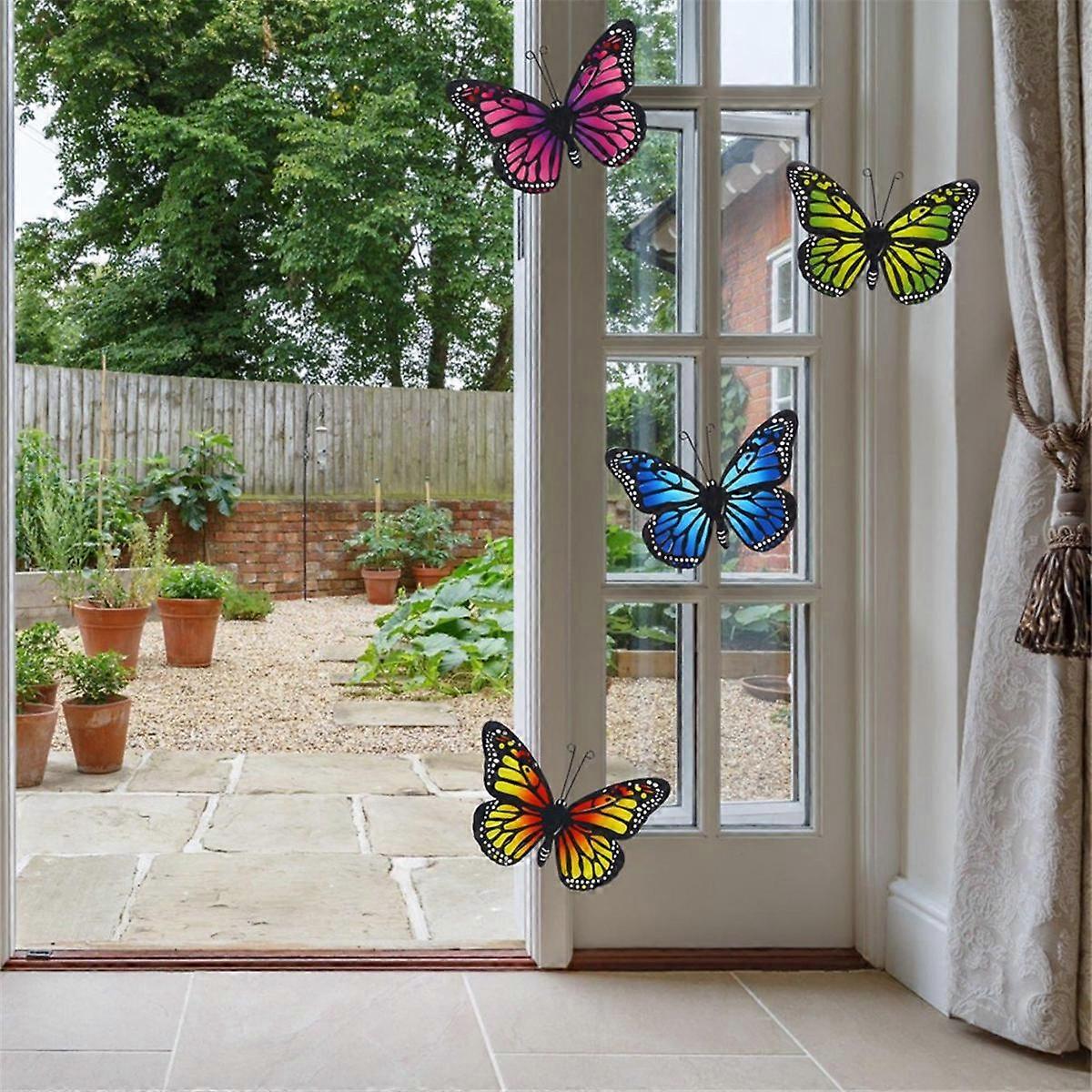 Metal Butterfly Wall Decor Outdoor, 4 Pack Hanging Metal Butterflies ...