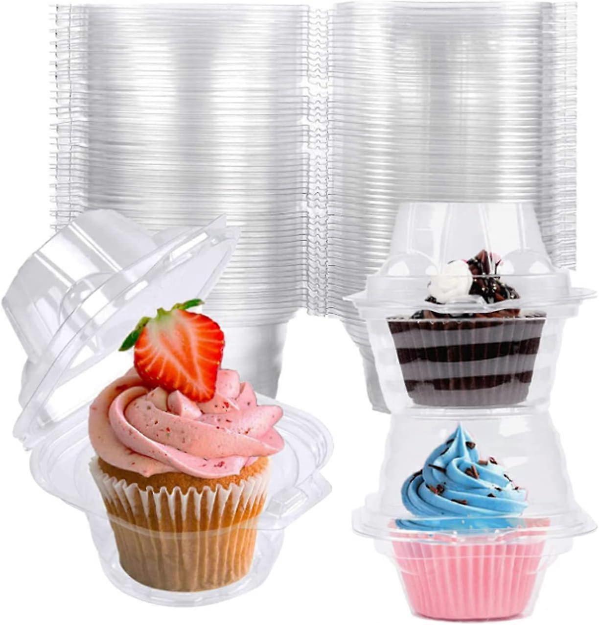 50 Pack Individual Cupcake Containers Plastic Cupcake Boxes Cupcake ...