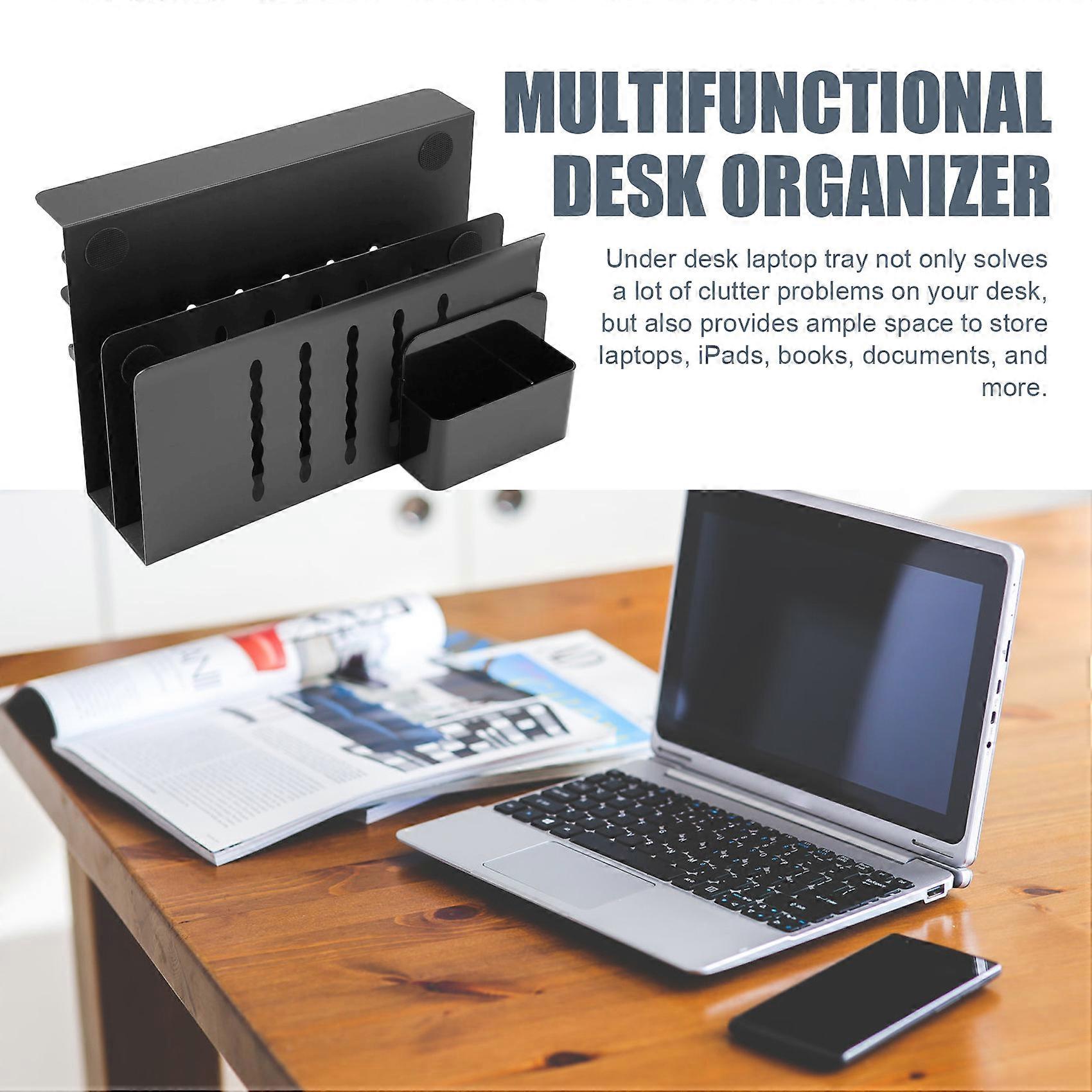 Desk Side Storage Organizer, Under Desk Laptop Holder Clips Onto Desk ...