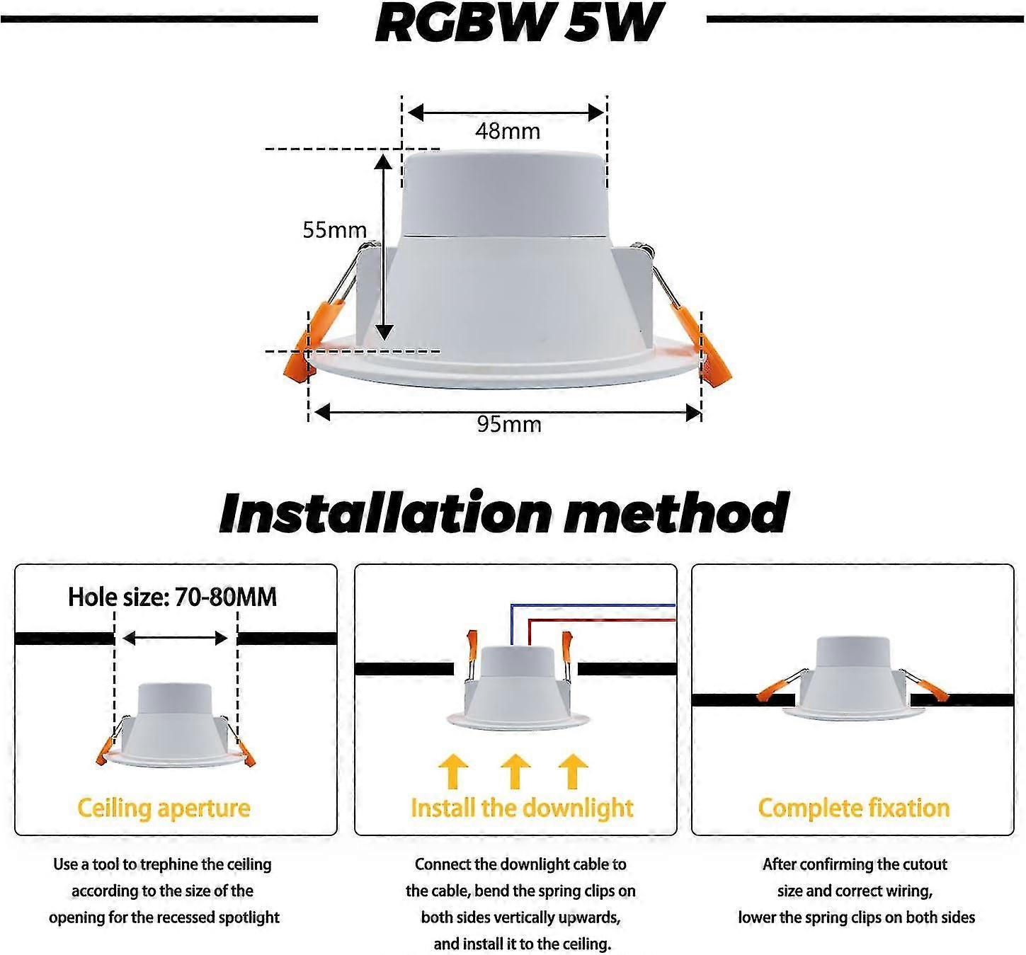 4 X Wifi Led Recessed Spotlight, 10w Rgb Dimmable Wifi Led Ceiling ...
