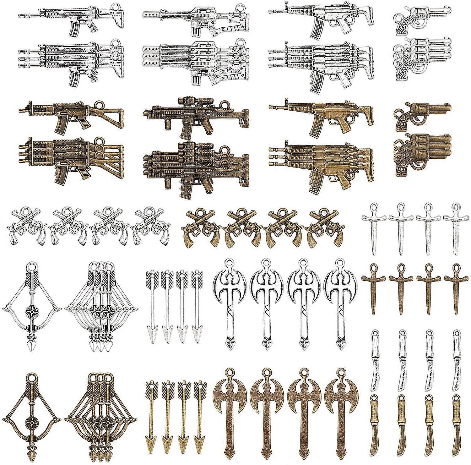 80Pcs 20Styles TibetanStyle Pistol Gun Archery Grenade Weapon Charms ...