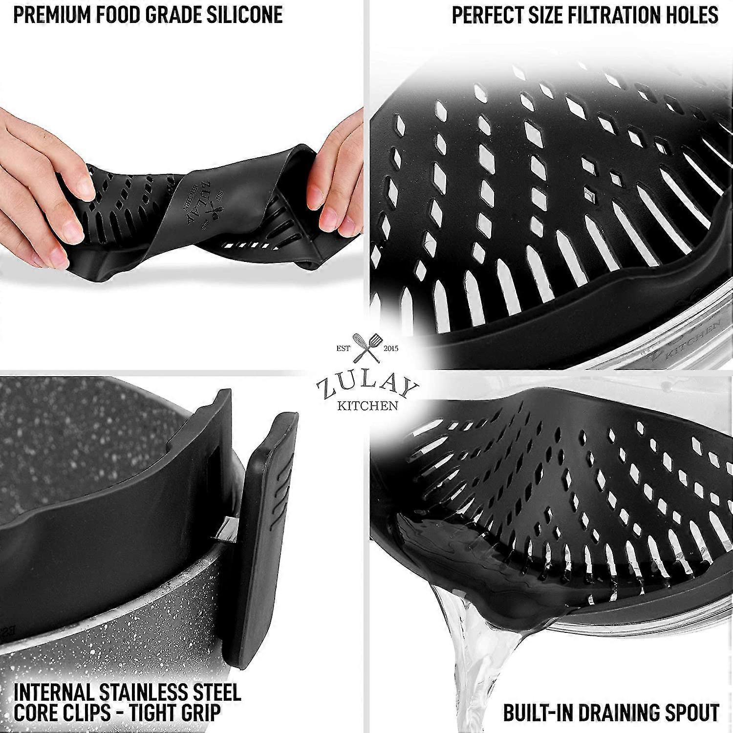 Adjustable Snap On Strainer For Most Pots & Pans - Food Grade, Heat ...