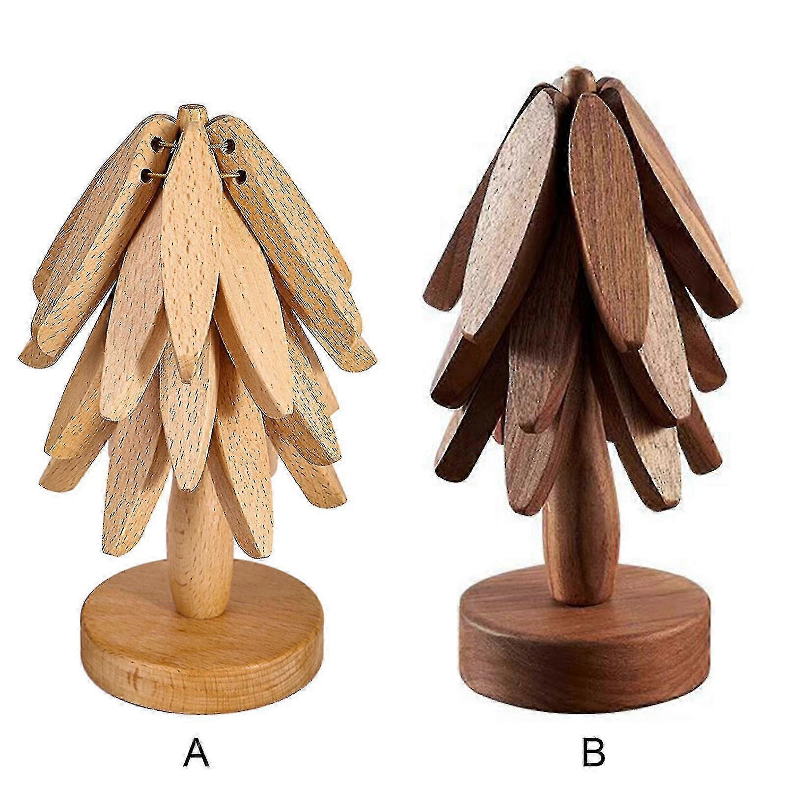 2024 Wooden Trivets for Hot Dishes, Natural Foldable Wooden Tree Trivet ...