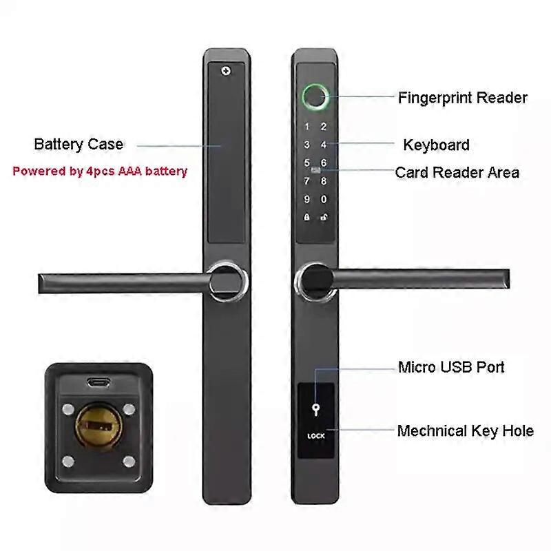 3CM Width Slim Smart Door Lock TTLock Waterproof Fingerprint IC Card ...