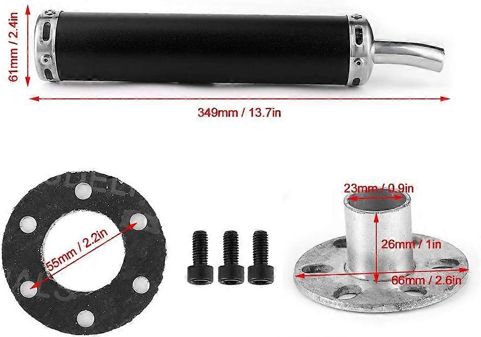 WJTG Exhaust Muffler, 20mm/0.8inch Stainless Steel Exhaust Muffler ...