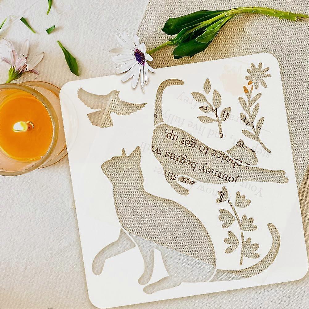 14PCS Cats Garden Stencil for Painting Cats Trees Bulwarks Drawing ...