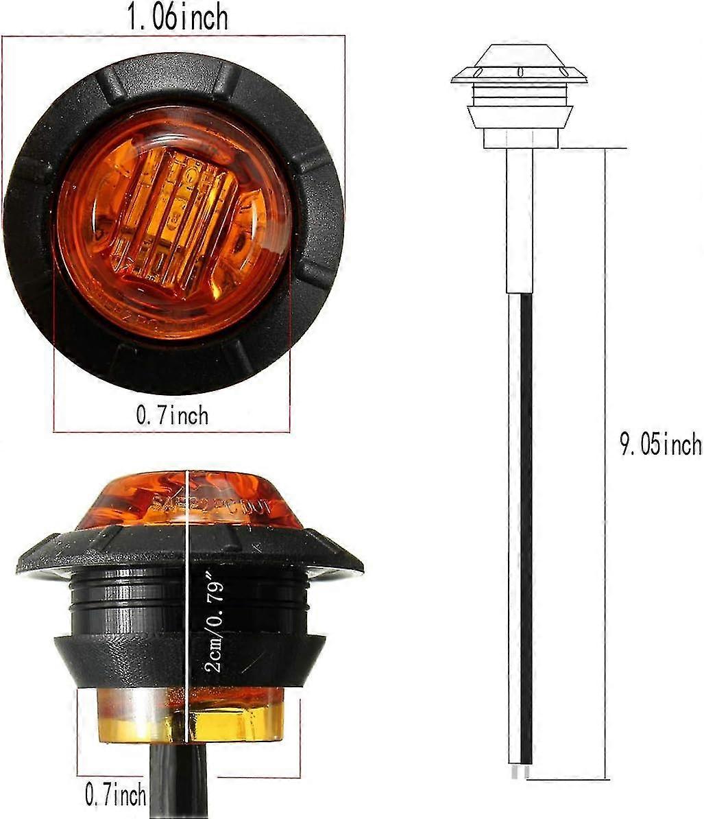 10 Pcs 3/4 Inch Mount Led Rear Side Marker Indicator Lights For Trucks ...