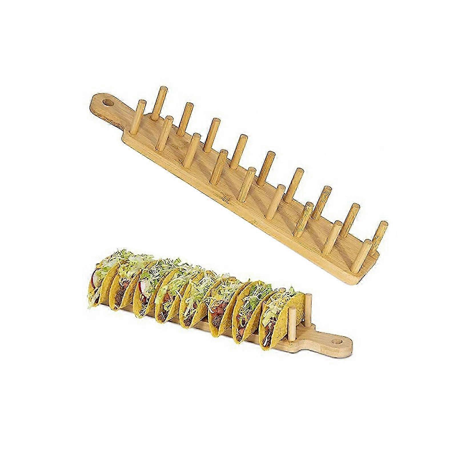 Bamboo Taco Holders, Holds 8 Tacos Each Taco Tray,Multi-Use Food Stands ...