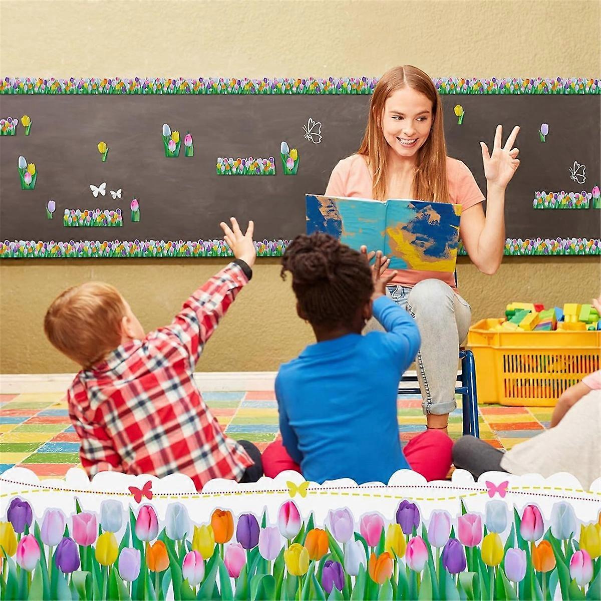 1 Roll Tulip Flower Trim Border 65.6ft Floral Bulletin Border for ...