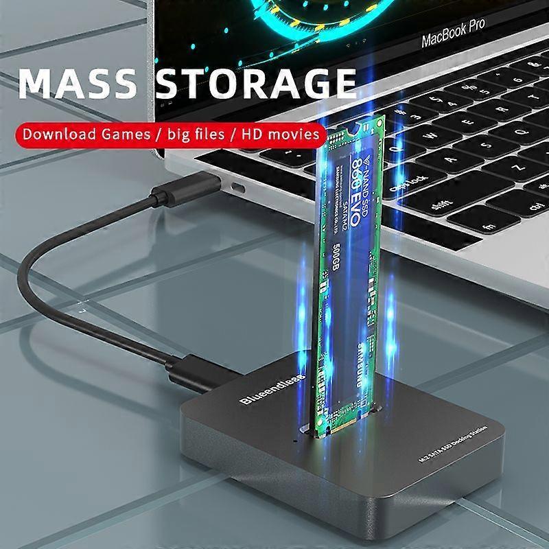 BLUEENDLESS SD02 External Dual Hard Disk Drive Dock Type-C Dock Station M.2 SATA NVME HDD SSD ...