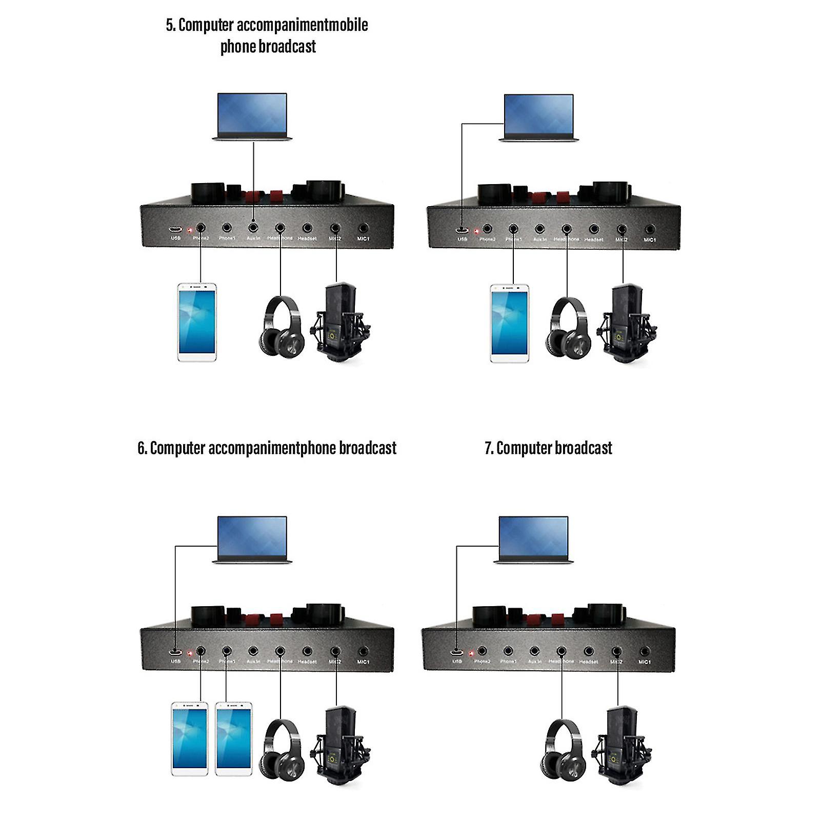 V8x Pro Live Sound Card 15 Sound Effects Microphone Set Audio Recording ...