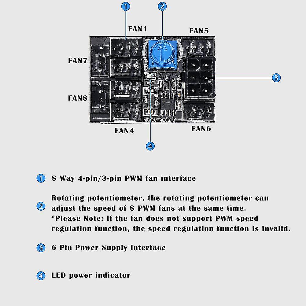 3-pin 4-pin Fan Adapter Pwm Pc Case Cooling Fan Hub 8-way Splitter 12v ...