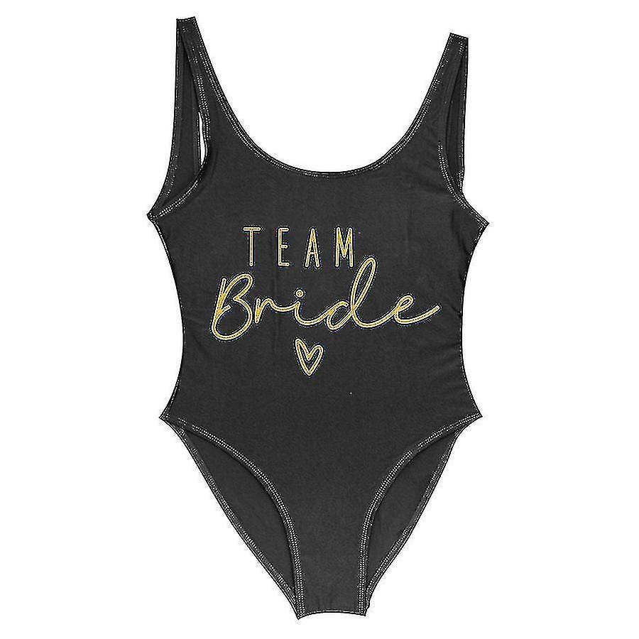 S-3xl Gold Print Team Bride One-piece Swimsuit Squad Women Swimwear ...
