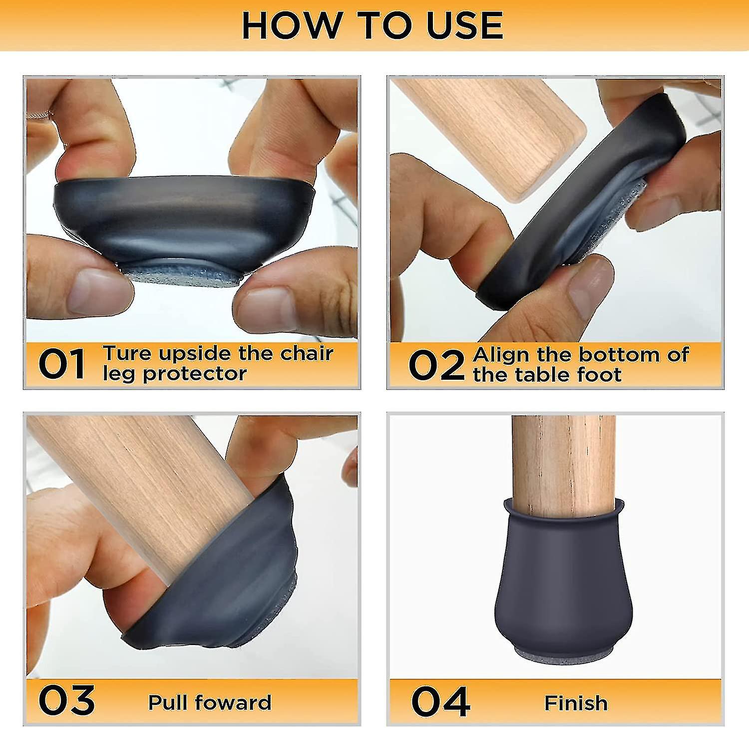 16pcs Chair Leg Floor Protectors, Silicone Covers To Protect Floors ...