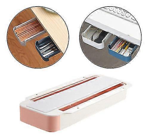 Pink Storage Box Hidden Under The Desk Pen Holder Student Desk Pencil ...
