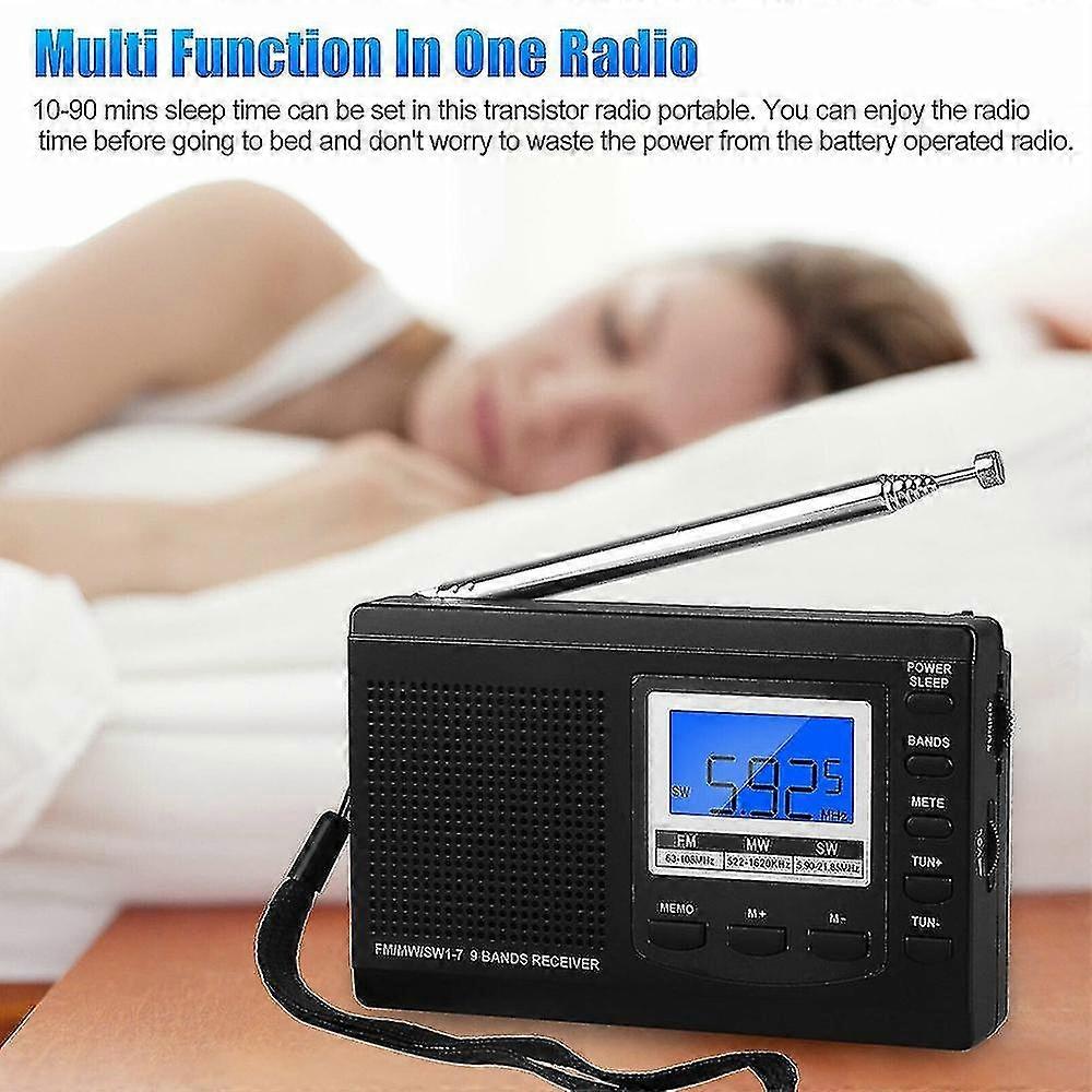 Digital Fm/am/sw Radio Lcd Portable Music Player 3.5mm Battery Operated ...