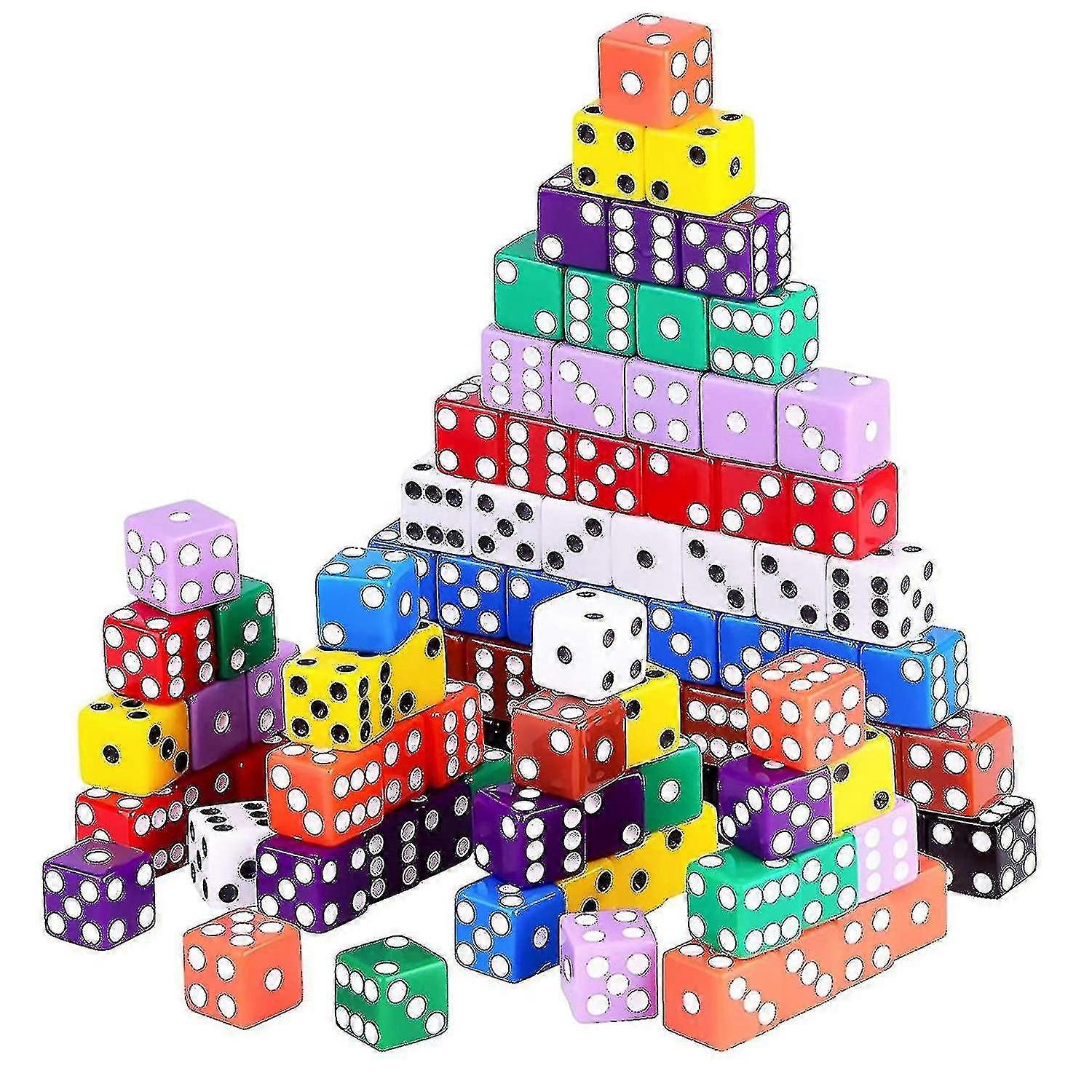 100 Pieces Game Dice Set - Square Corner Dice In 10 Colors With Storage ...