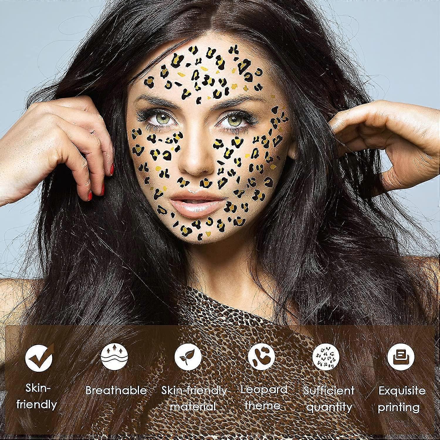 12 Sheets Cheetah Temporary Tattoo Temporary Whisker Tattoos Leopard ...