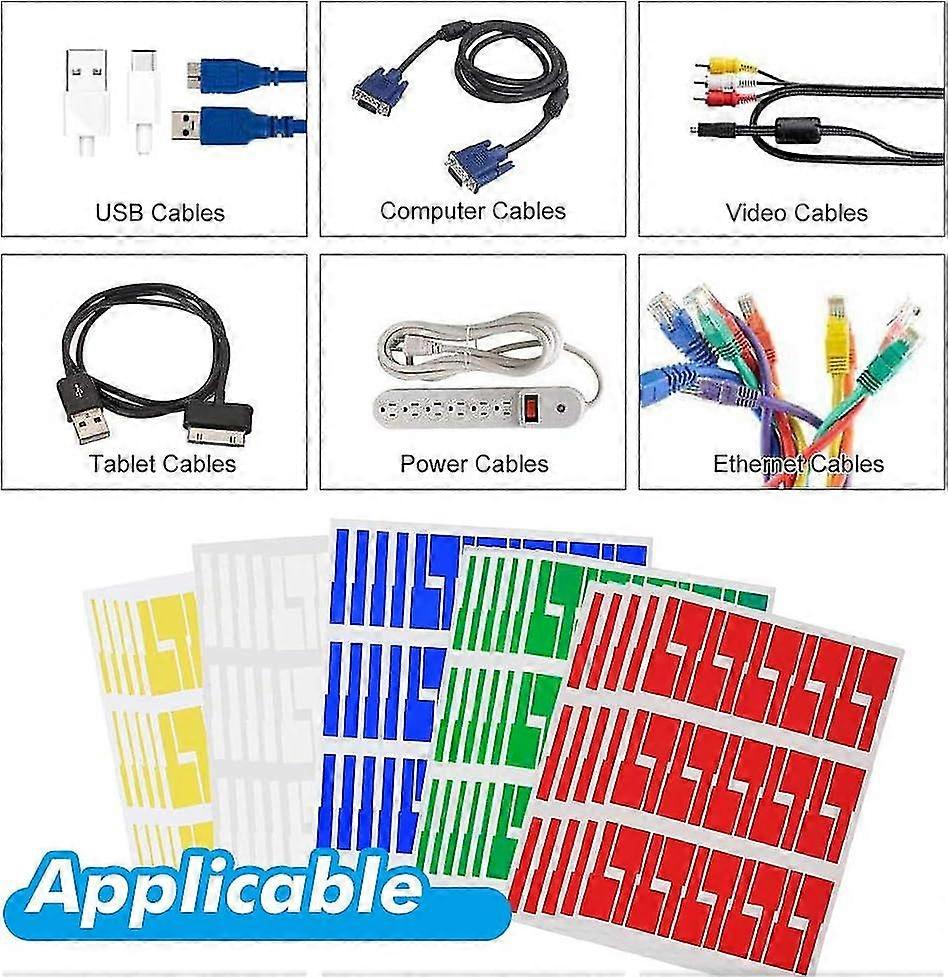 Cable Labels, 25 Sheets Cable Labels, Self-adhesive Cable Labels, Uv ...