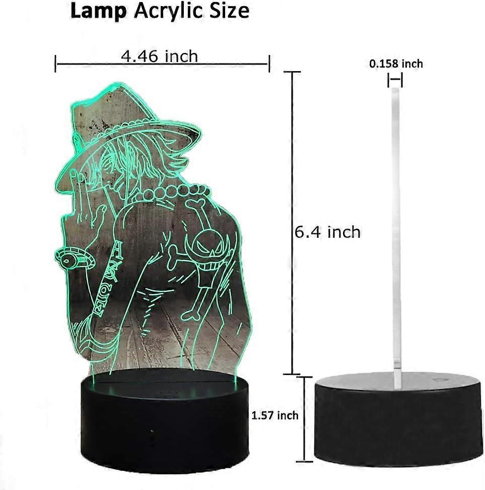 Japanese Anime Portgas D Ace 3D Optical Illusion Night Light for Kids ...