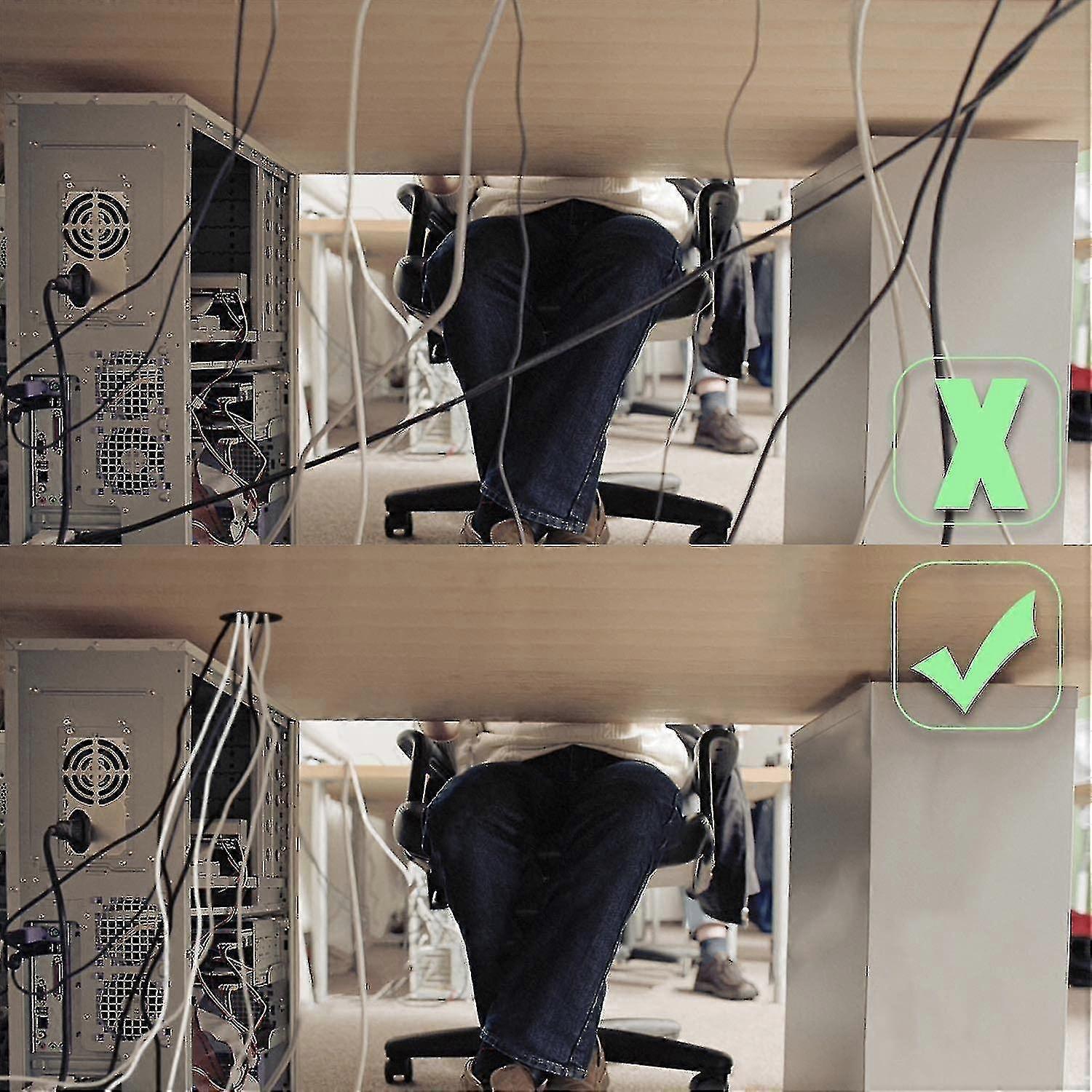 2 Pack Desktop Cable Grommets 60mm Metal Cable Hole, Round Hole Cover ...