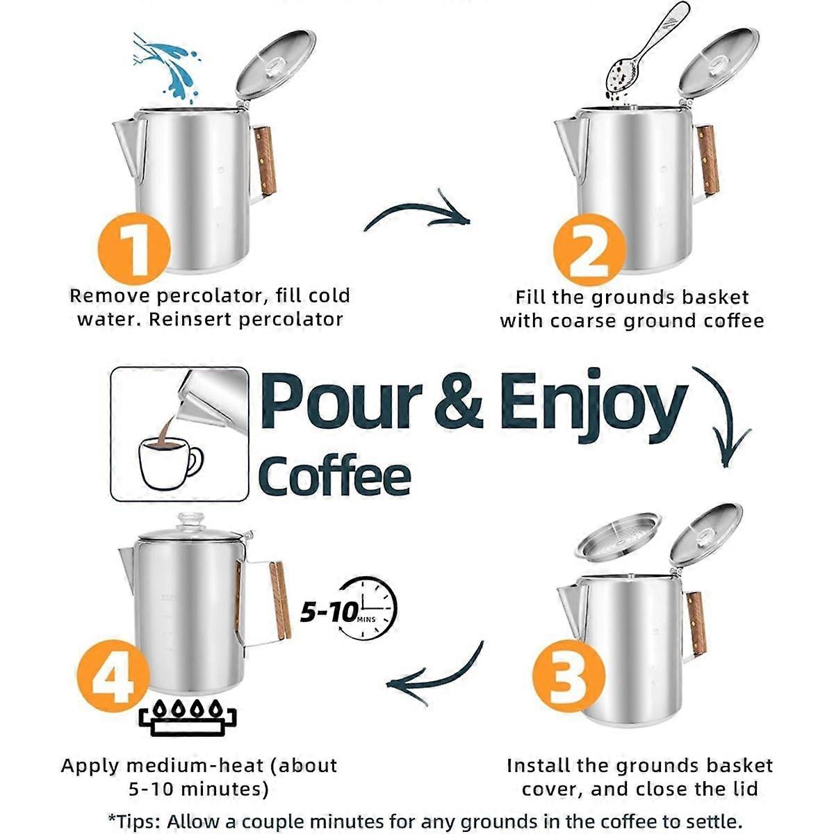 Coffee Pot Stovetop Coffee Maker Percolator Campfire Coffee Pot ...