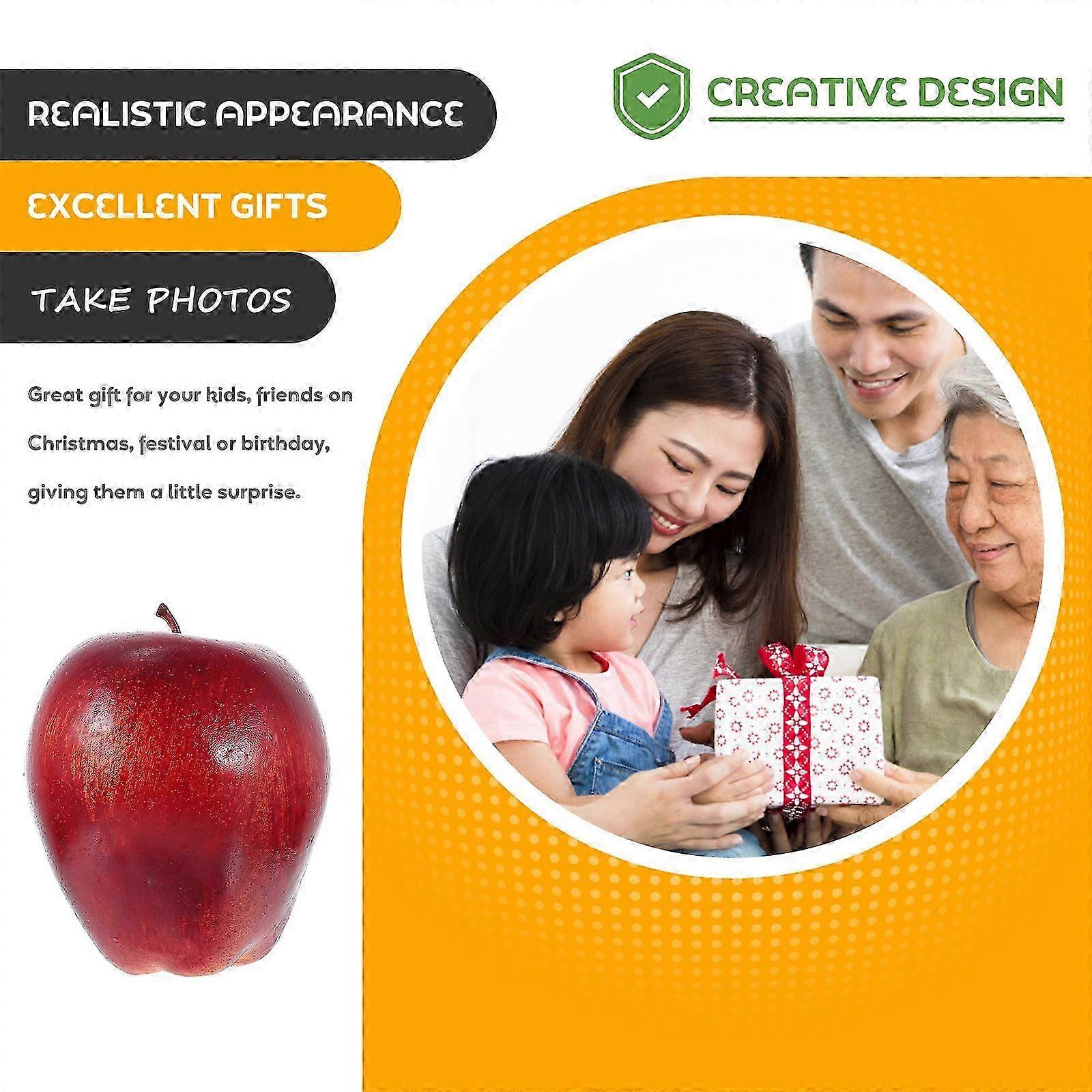 4pcs Lifelike Red Delicious Apples Adornments False Fruits Props (Dark ...