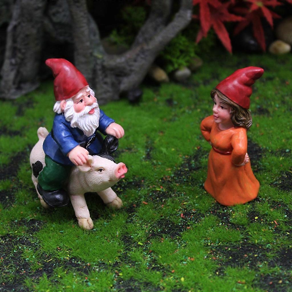 Holiday Decorative Riding Pig Resin Gnome Statue Home Office Landscape ...