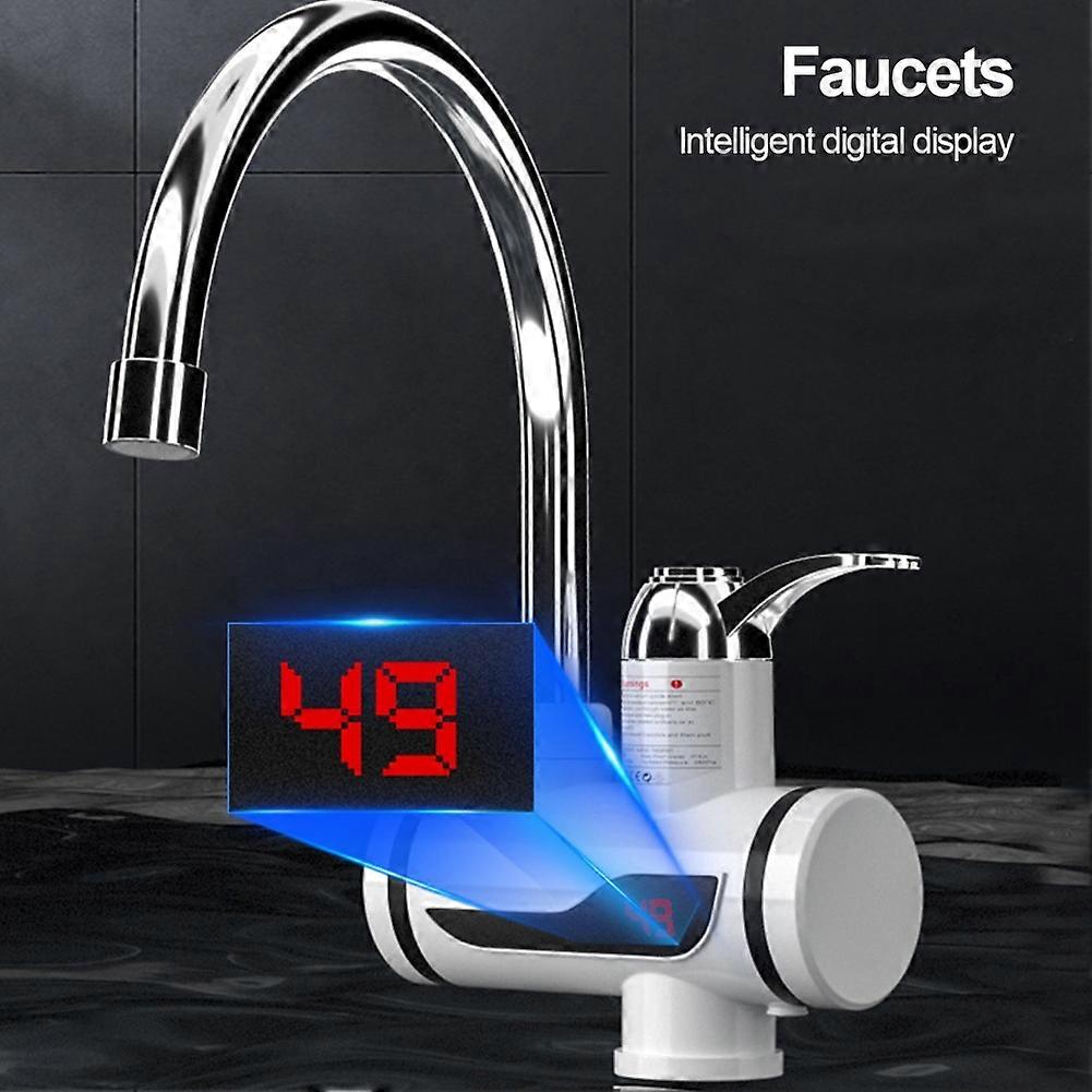 Electric Instant Water Heater Faucet 3000W Hot Cold Mixer Tap Temperature Display Tankless Water ...