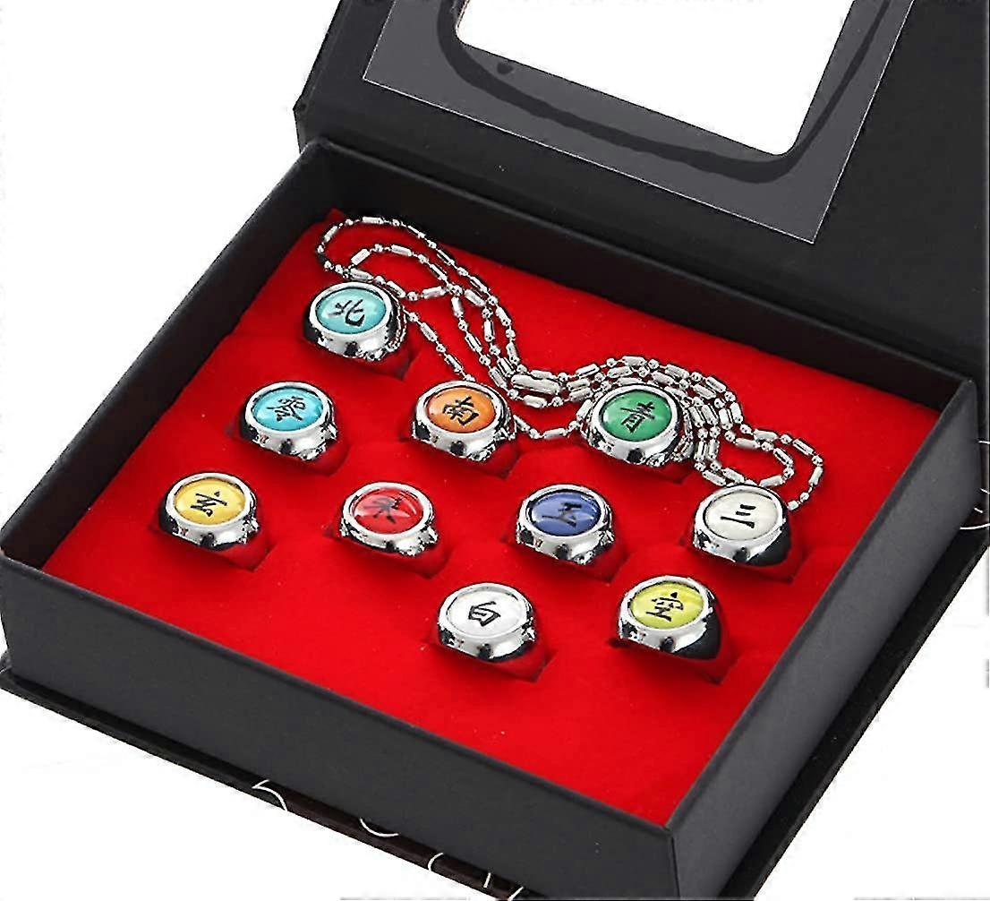 11 Pack Akatsuki Ring Set Anime Naruto Cosplay Prop Ninja Uchiha Itachi ...