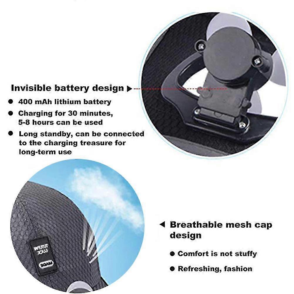 Air Cool Fan Hat Cap With Solar Sun Power For Cycling Energy Save Usb ...