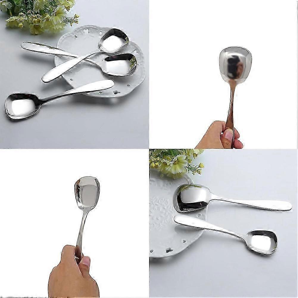 6PCS SquareHead Stainless Steel Spoons, Ice Cream Spoons, Arithmeticn ...