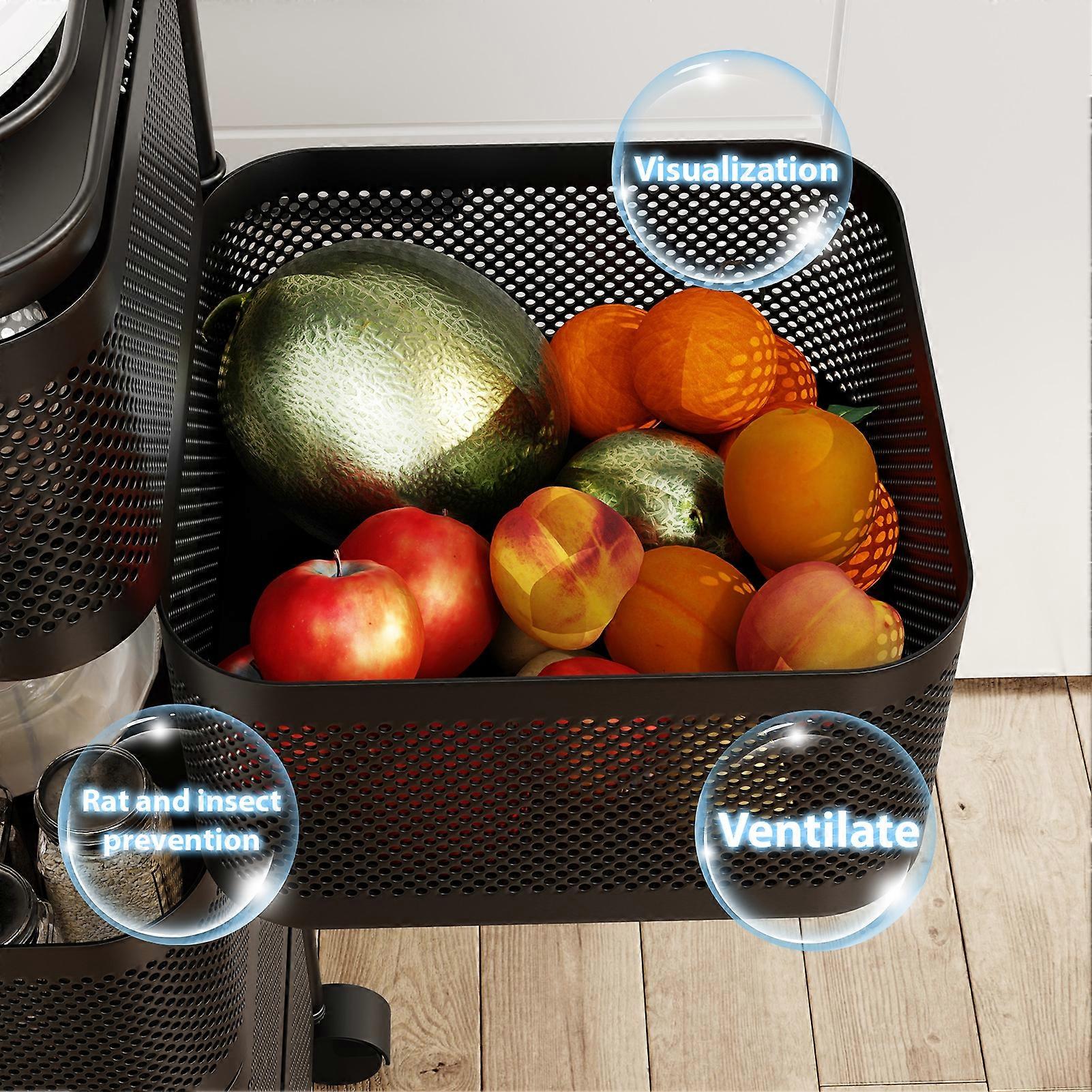 5-Layer Rotating Kitchen Storage Cart with Wheels, Fruit & Vegetable ...