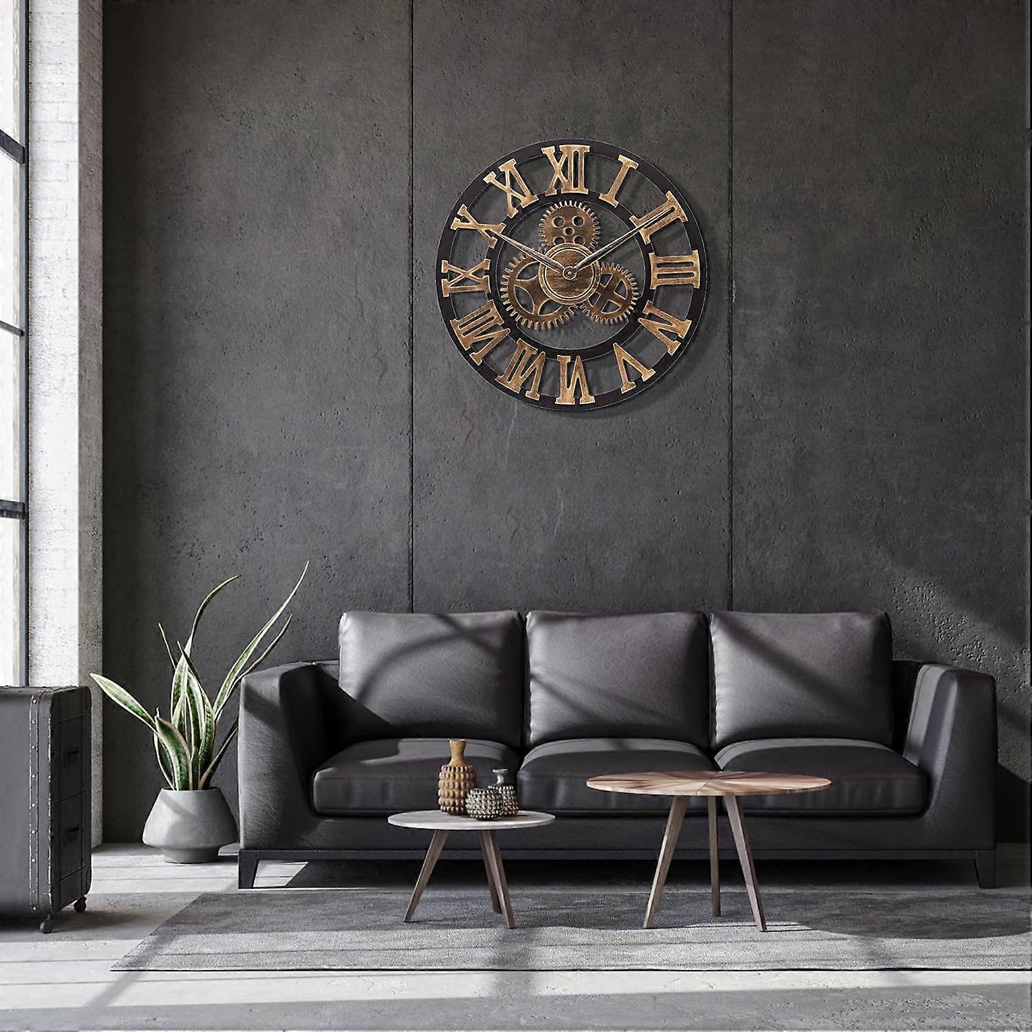 Vintage Rustic Industrial Oversized Wall Clock, With Solid Iron ...