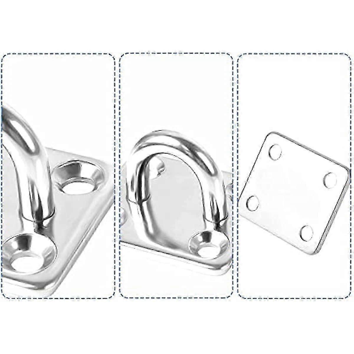 Stainless Steel Eye Plate Hooks for Boat, Awning, Deck & Yoga Hammock ...