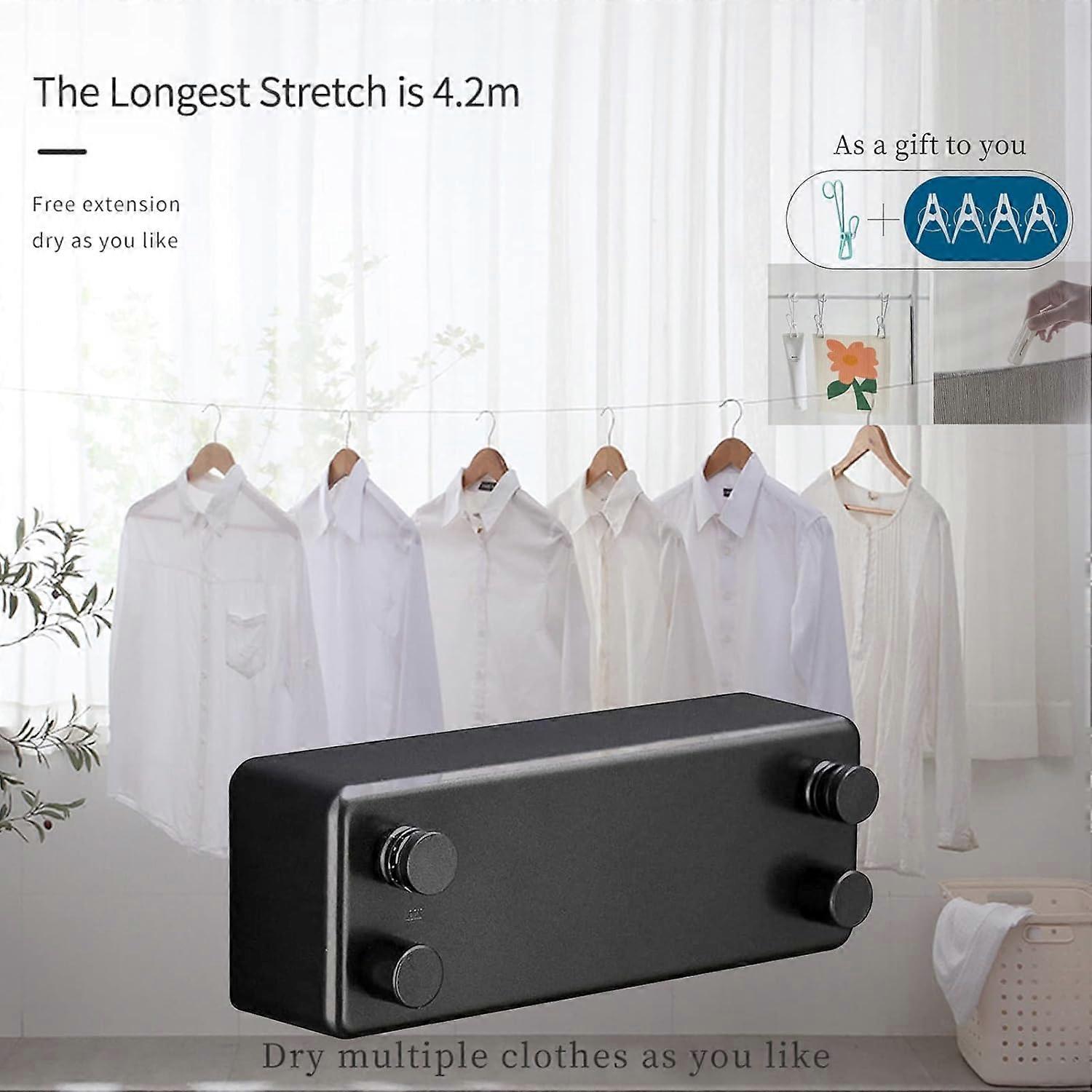 Retractable Clothesline, Adjustable Extendable Laundry Line 4.2 m ...
