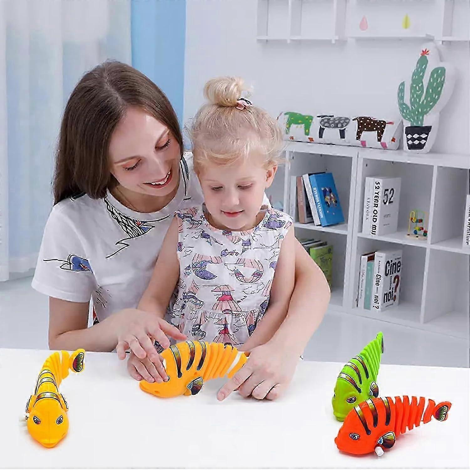 New 3 Pack Plastic Wind-Up Wiggle Fish Toys with 360 Degree Rotating ...