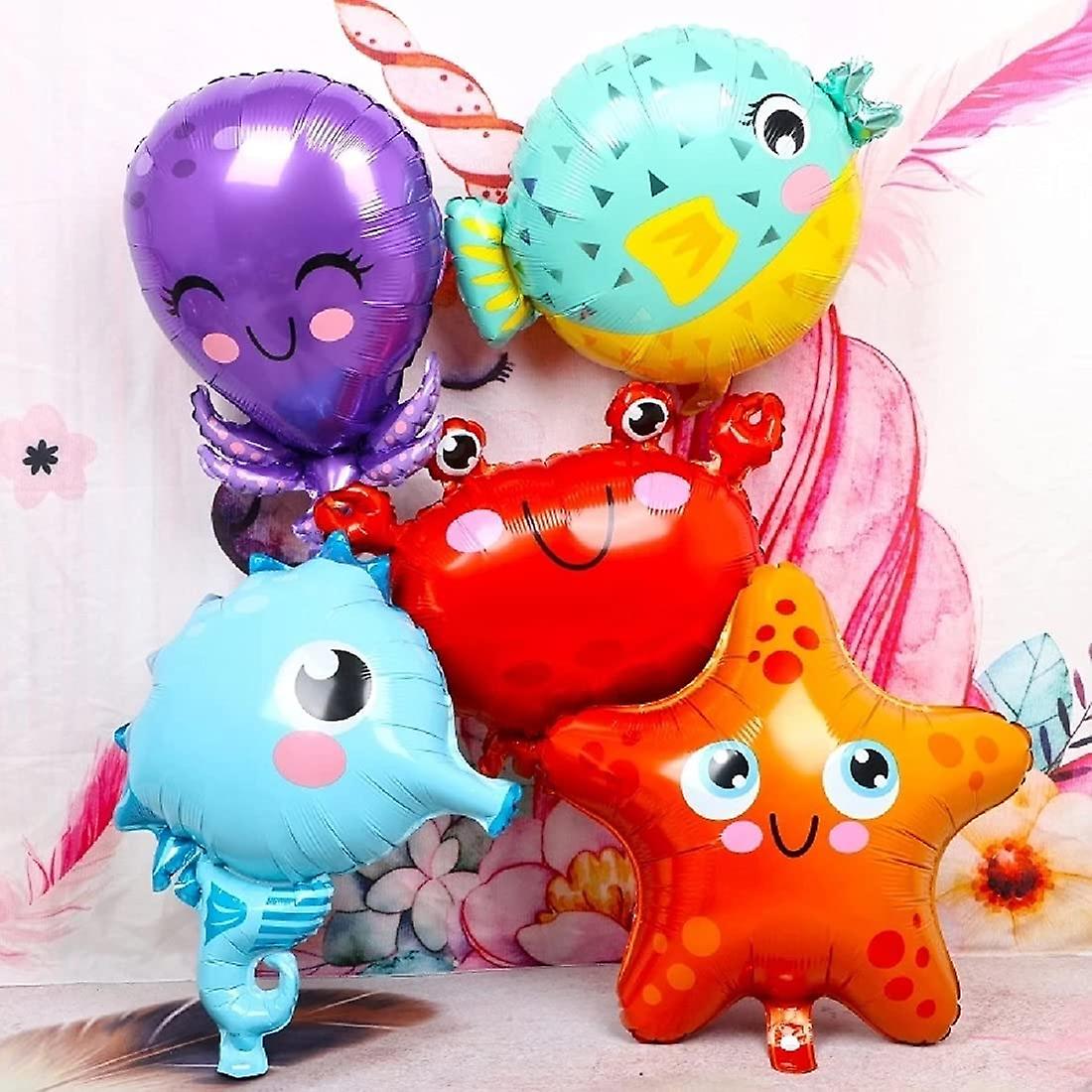 5 Pieces Cartoons Ocean Animals Foil Balloon Large Starfish Crab ...