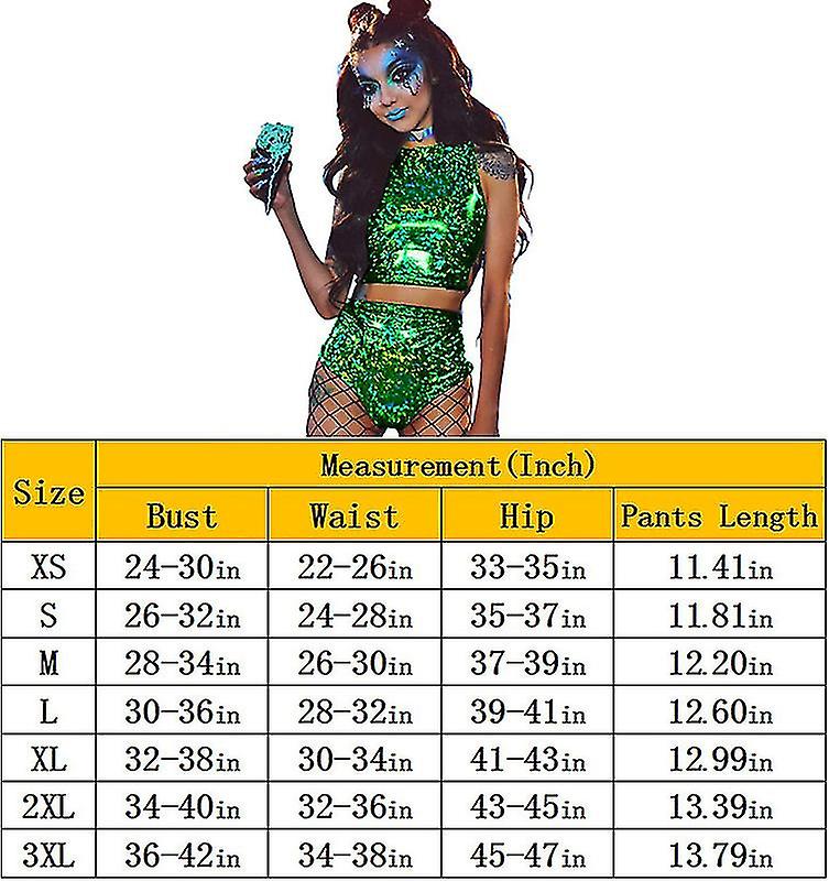 Women Rave Holographic Bodysuit, 2 Piece Metallic Silver For Dance ...