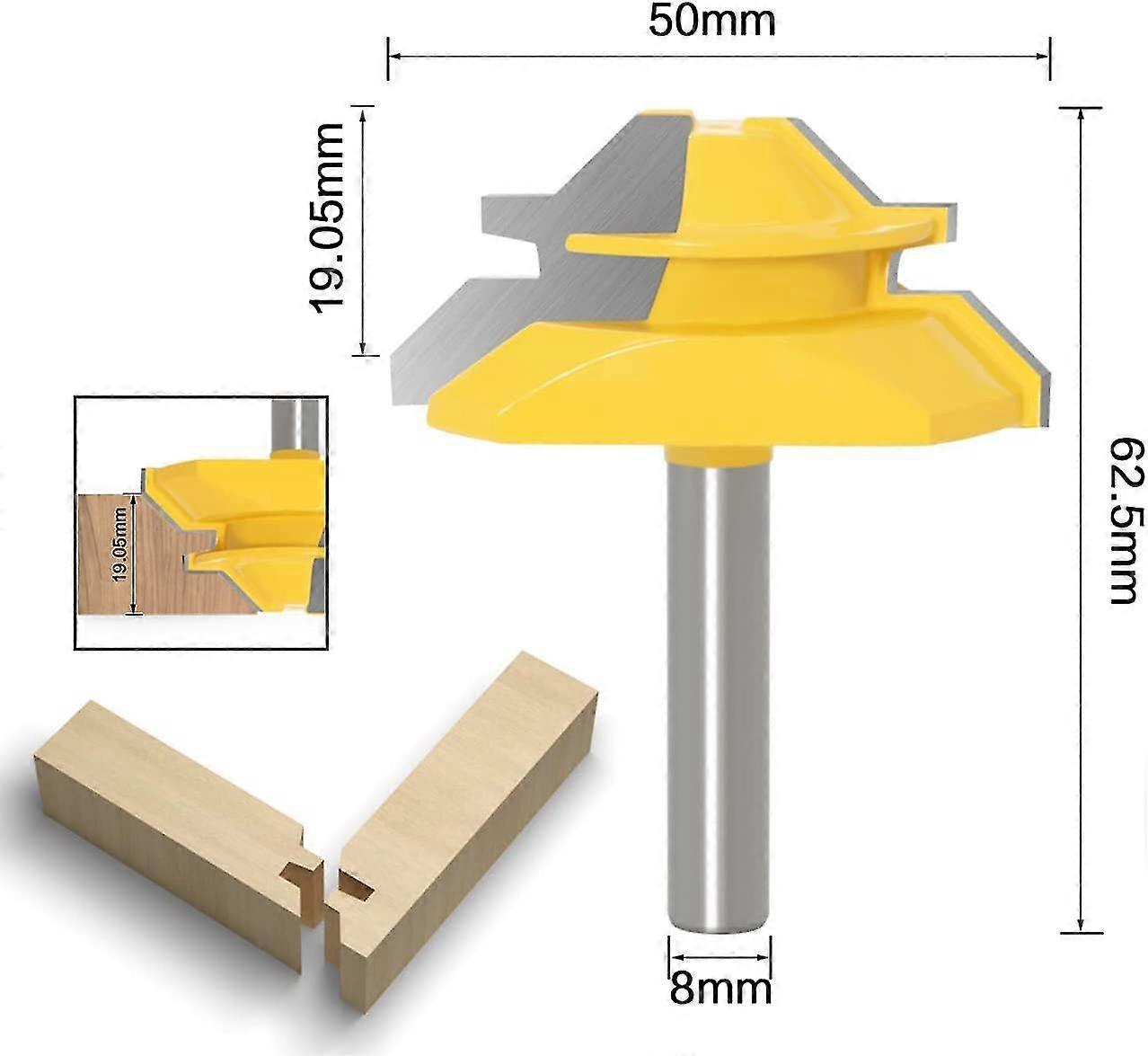 45 Degree Lock Miter Router Bit 8mm,aplus Woodworking Milling Cutter ...