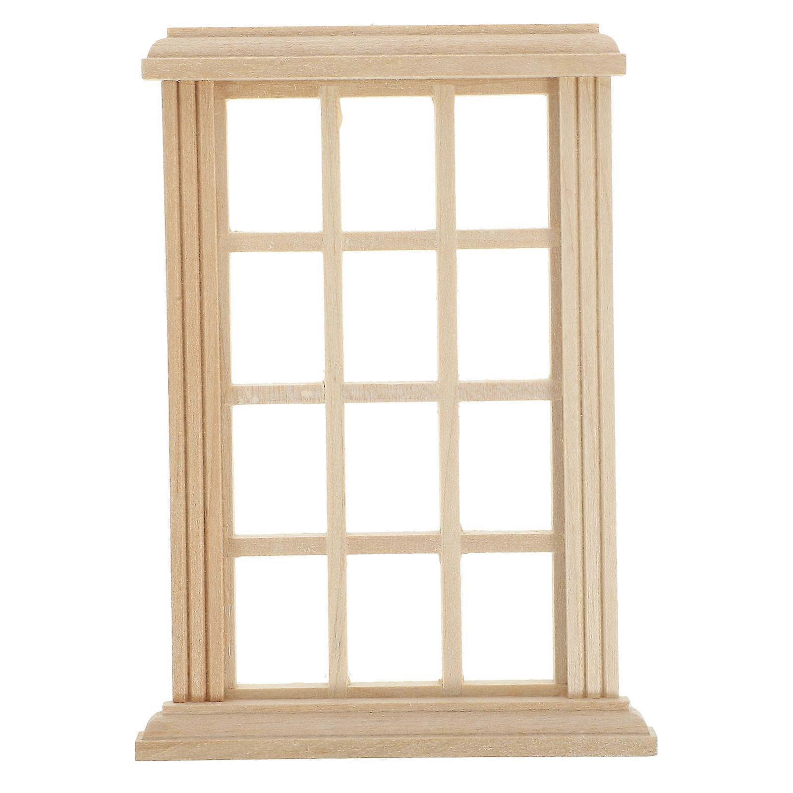 Dollhouse Window Prop DIY Doll House Decoration Mini Wooden Blank ...