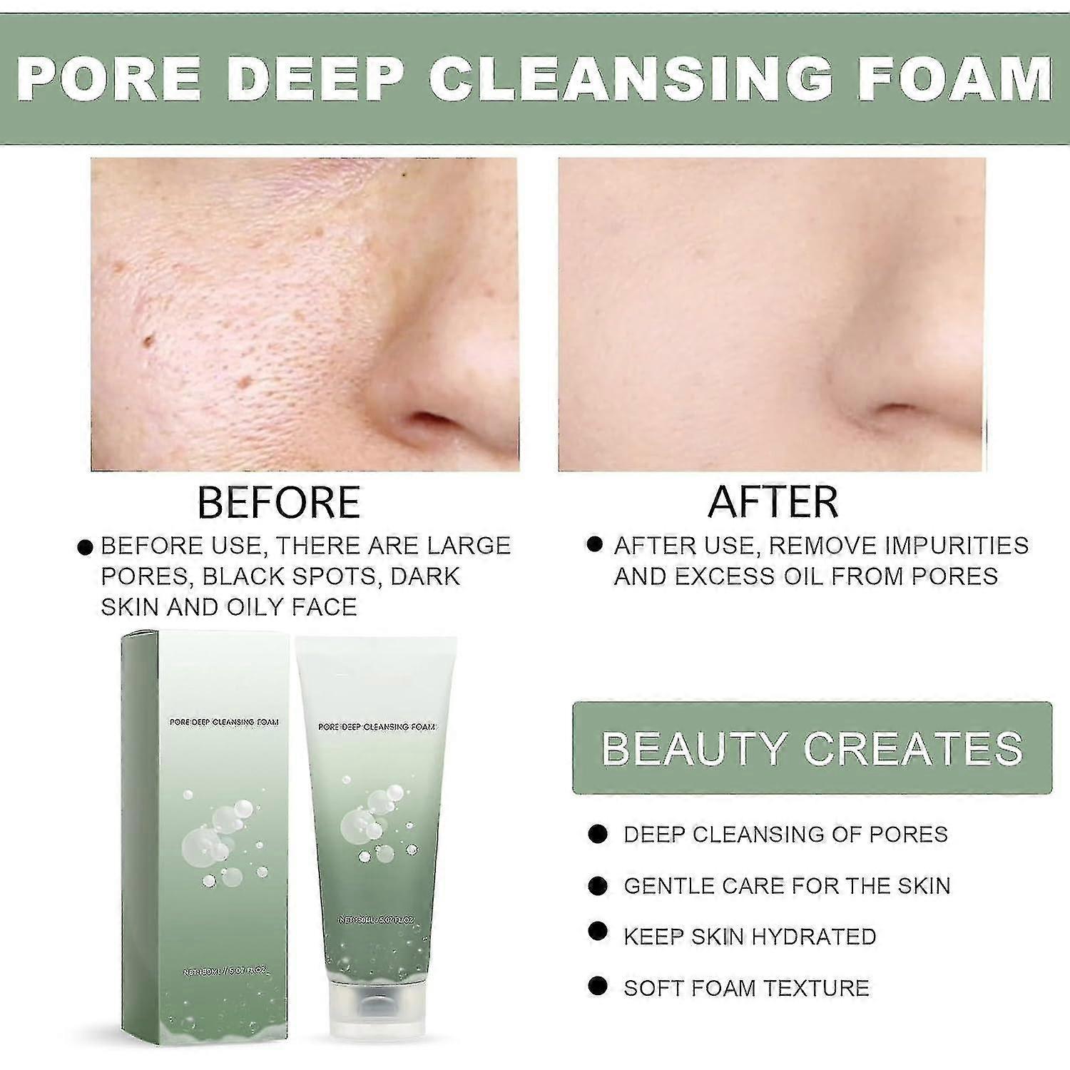 150ml Pore Deep Cleansing Foam, Deep Pore Facial Cleanser, Face ...